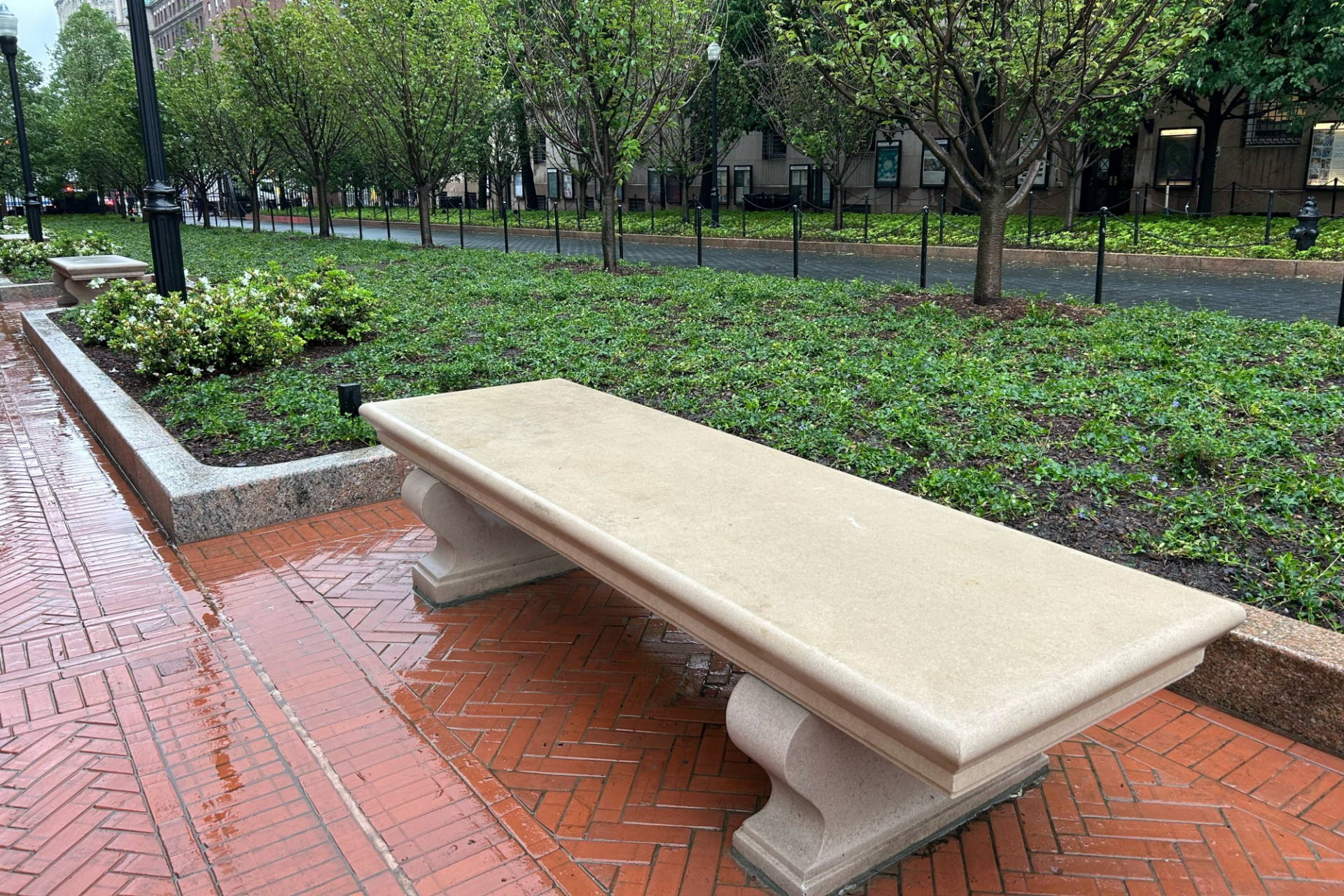 College Walk Bench and Flower Bed Installation | Facilities and Operations